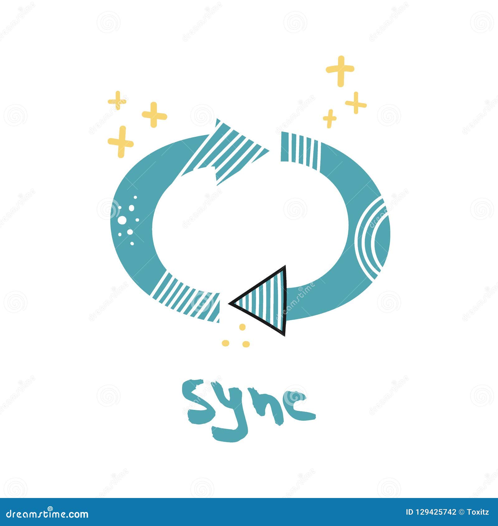 Sync Illustration with Text. Hand Drawn Vector Isolated on White ...
