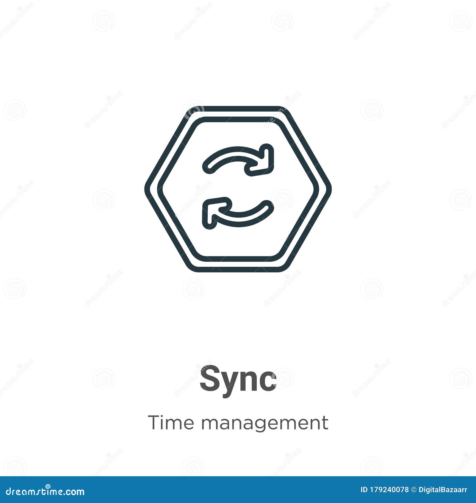 Sync Outline Vector Icon. Thin Line Black Sync Icon, Flat Vector Simple ...