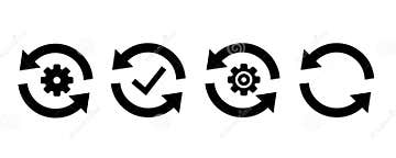 Sync Process Icon Set. Sync Processing Icons. Circle Arrow with Gear ...