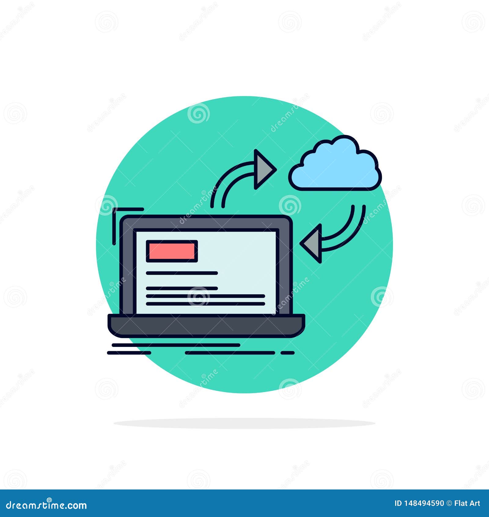 Sync, Processing, Data, Dashboard, Arrows Flat Color Icon Vector Stock ...