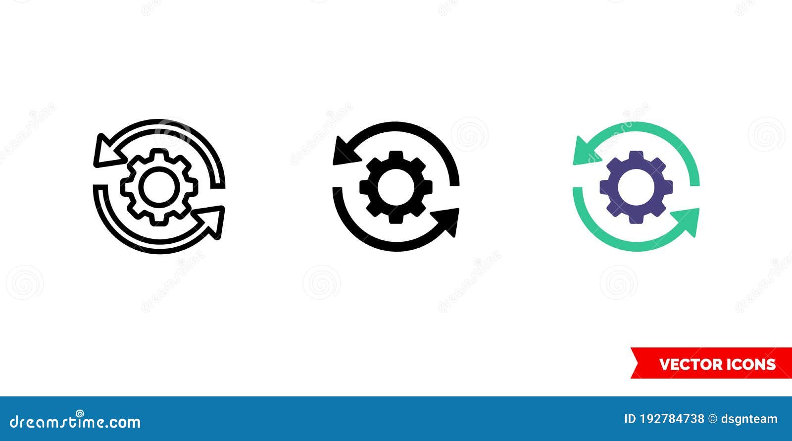 Sync Settings Icon of 3 Types. Isolated Vector Sign Symbol. Stock ...