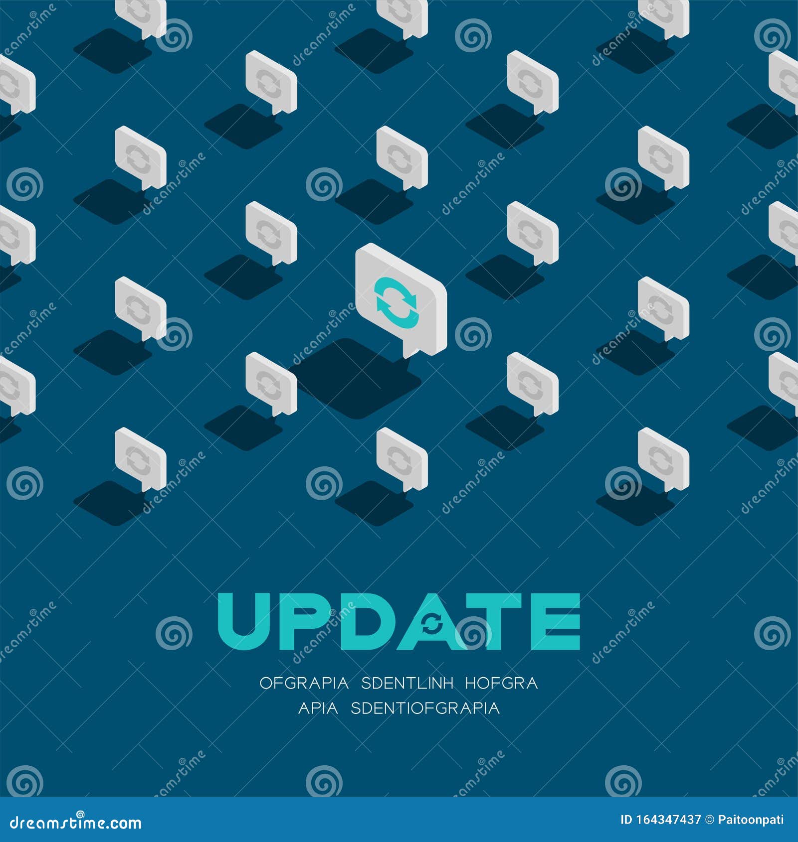 Sync Sign in Speech Bubble Message 3d Isometric Pattern, Data Update ...