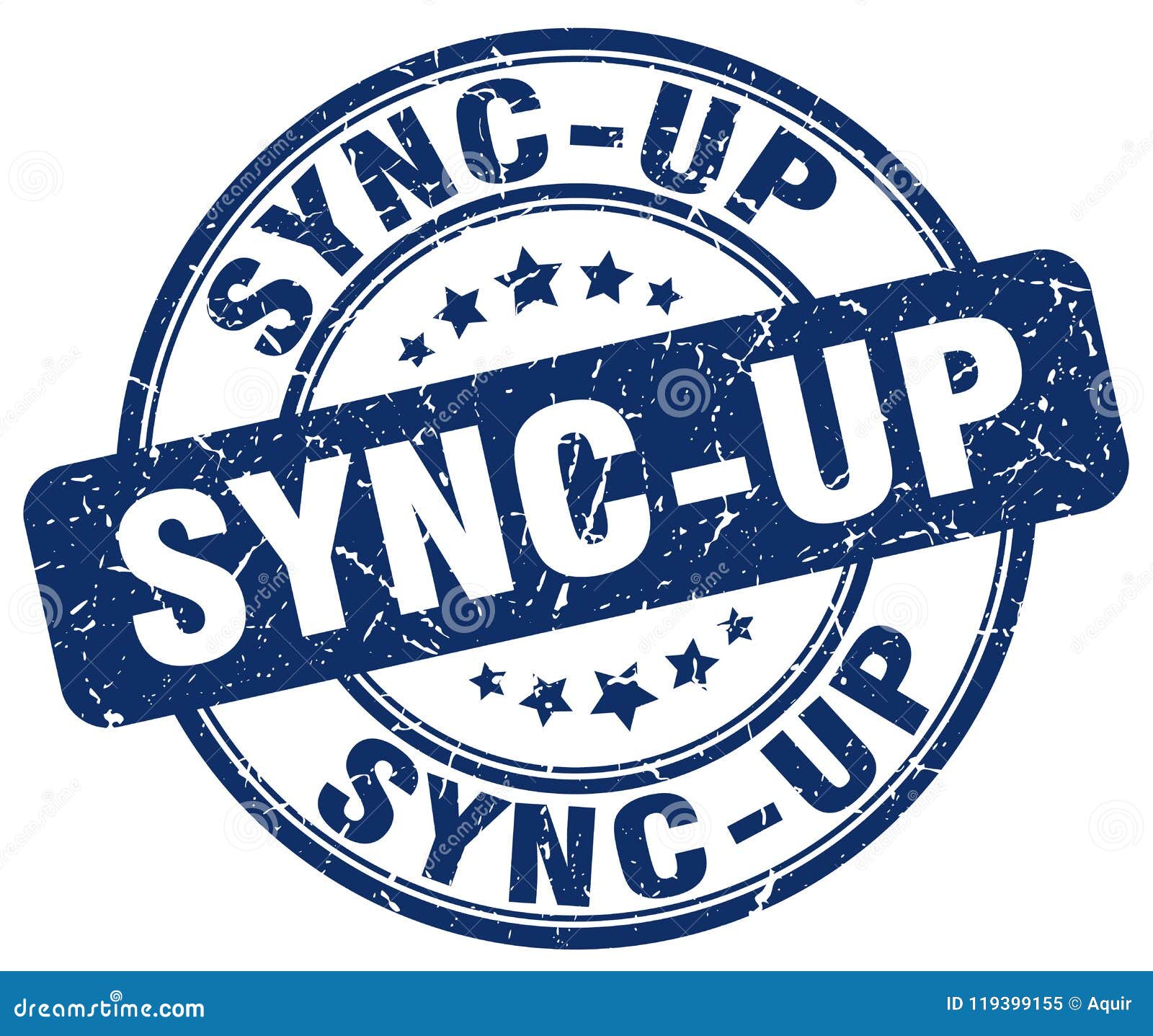 Sync-up blue stamp stock vector. Illustration of rubber - 119399155
