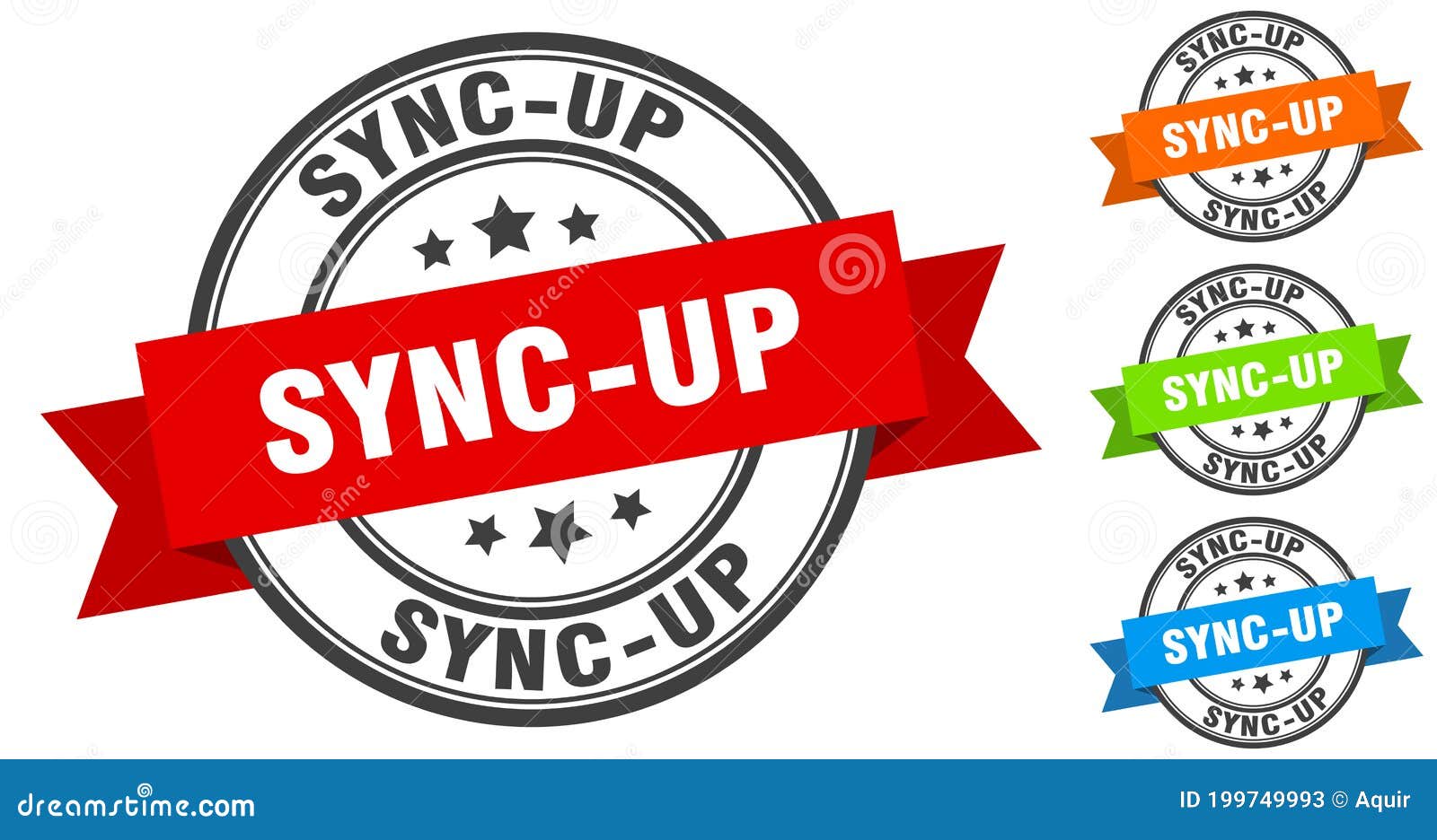 Sync-up Stamp. Round Band Sign Set. Label Stock Vector - Illustration ...
