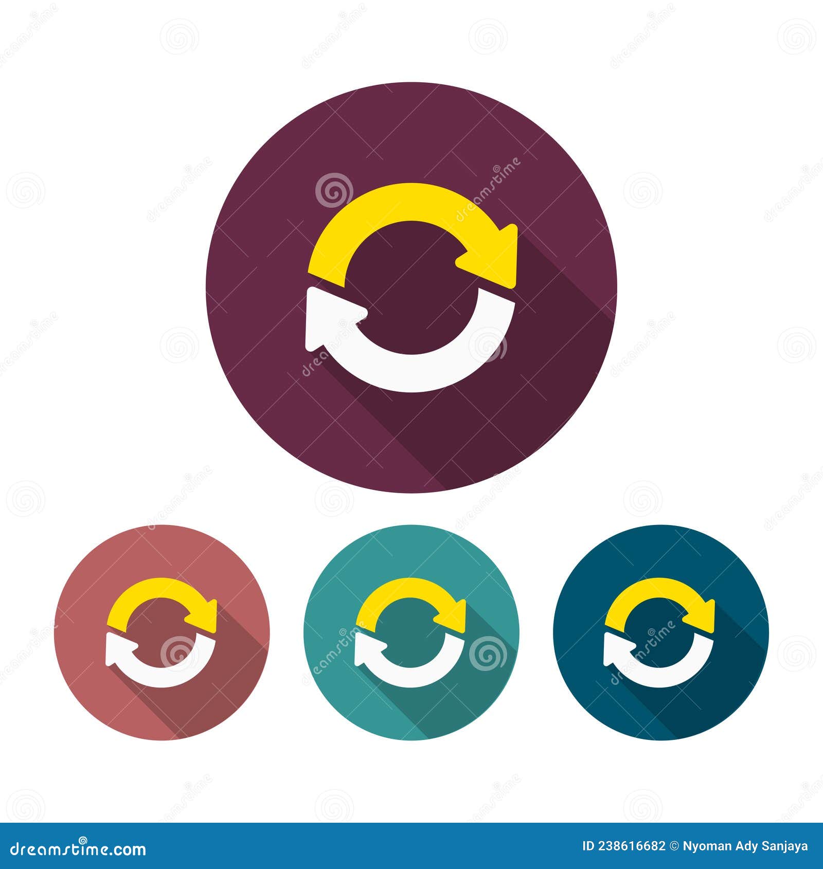 Sync Vector Icon Symbol, Flat Design, Long Shadow, Eps10 Stock Vector ...