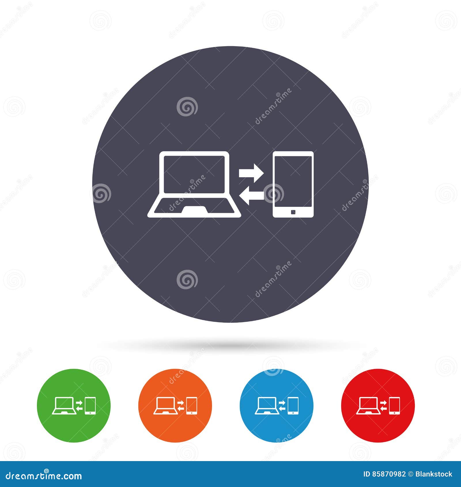 Synchronization Icon. Notebook with Smartphone. Stock Vector ...