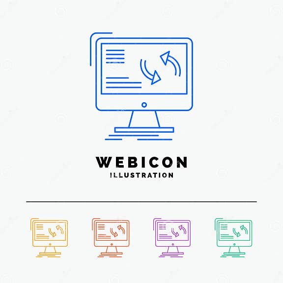 Synchronization Sync Information Data Computer 5 Color Line Web Icon Template Isolated On