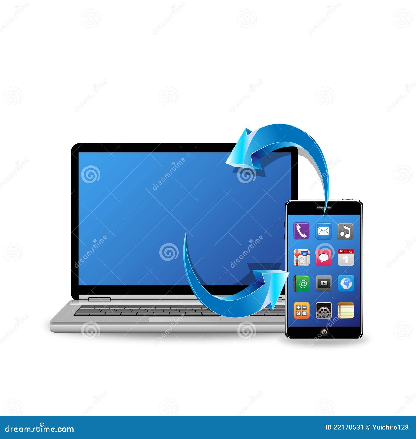 Synchronize Laptop Computer and Smart Phone Stock Illustration ... Synchronize Laptop Computer and Smart Phone Stock Illustration ...