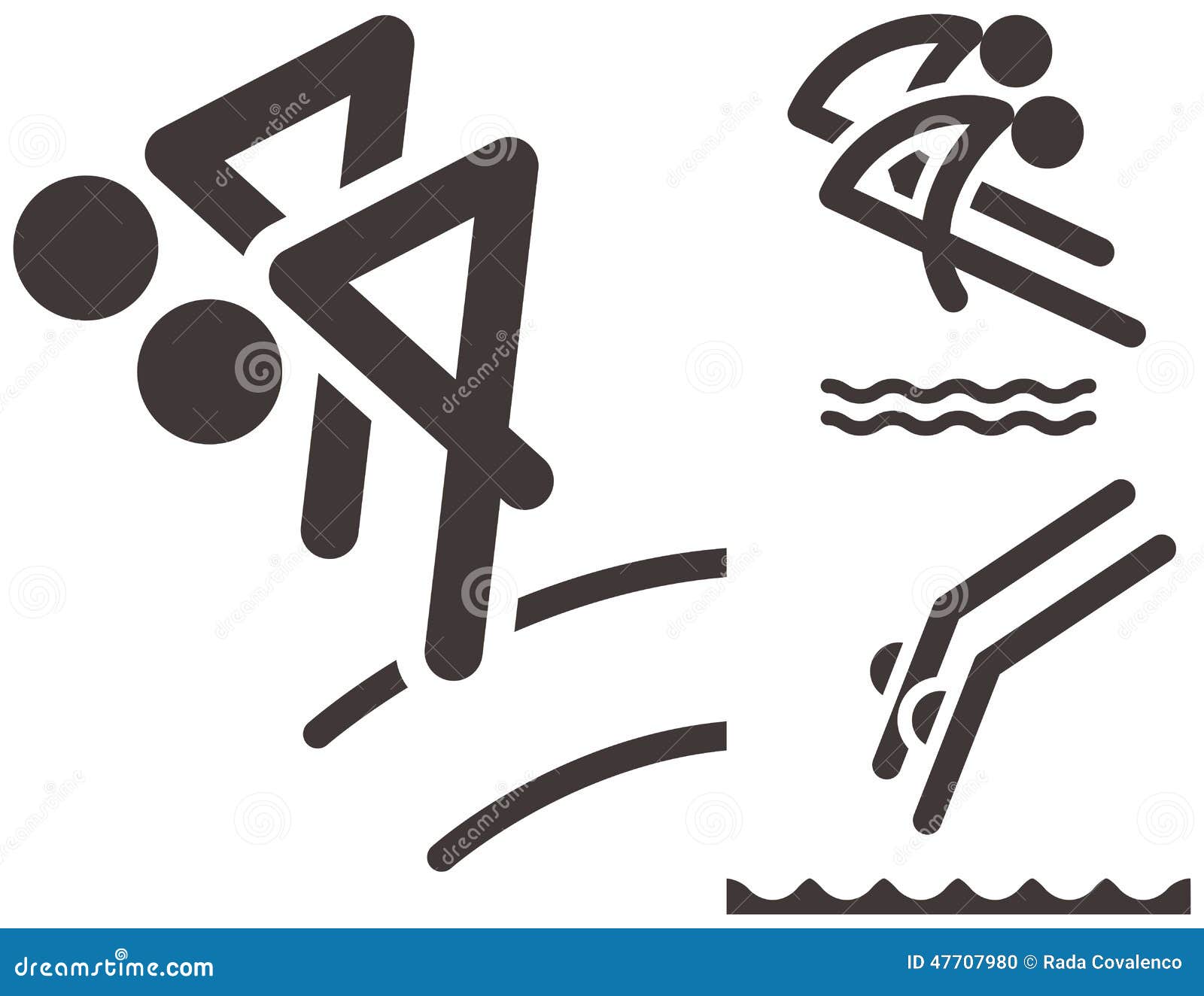 Synchronized diving icons stock vector. Illustration of person - 47707980