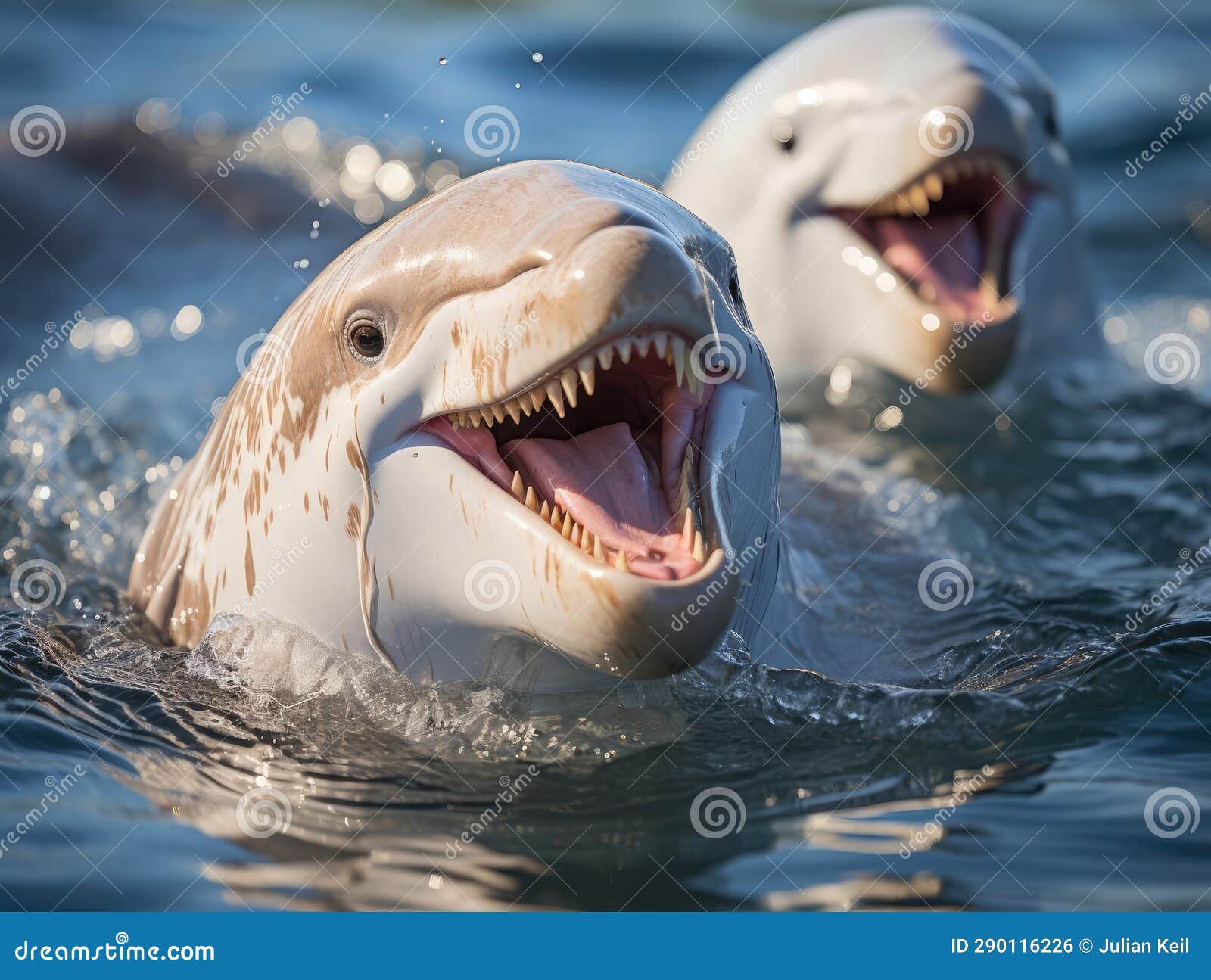 Synchronized Dolphins Swimming in Pool Stock Illustration ...