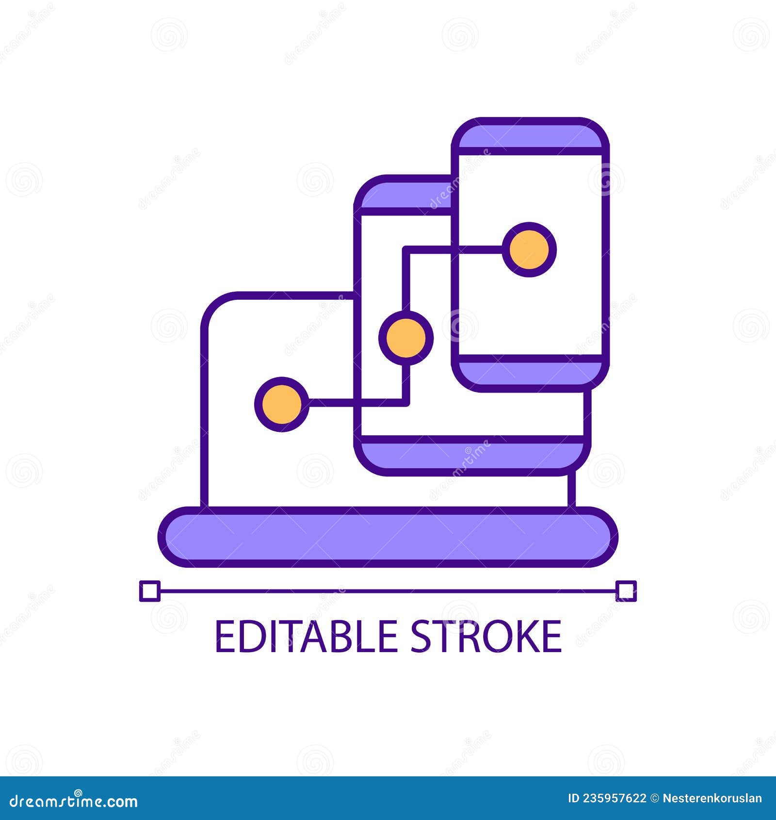 Synchronized Personal Devices RGB Color Icon Stock Vector ...
