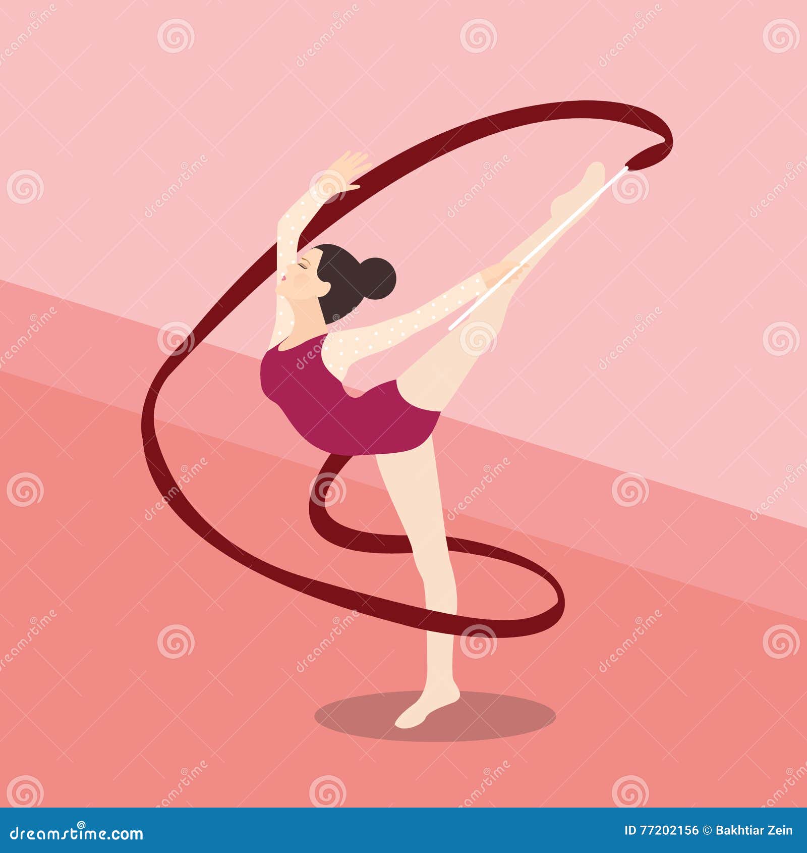 Synchronized Ribbon Rhytmic Dance Athletic Young Girl Performance Stock ...