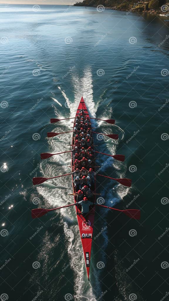 Synchronized Rowers on the Sea Aerial View, Perfect Harmony Stock ... Synchronized Rowers on the Sea Aerial View, Perfect Harmony Stock ...