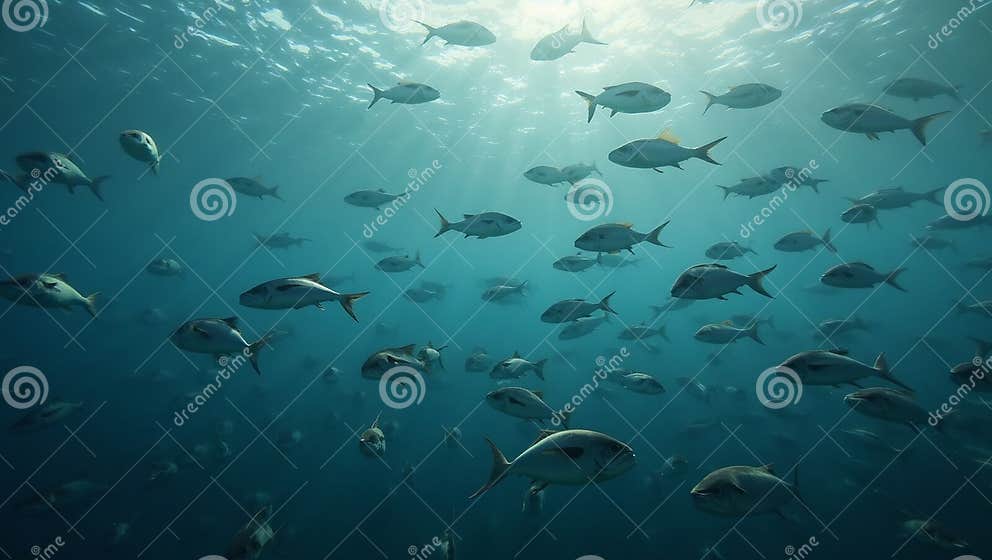 Synchronized School of Fish Representing Unity Stock Illustration ...