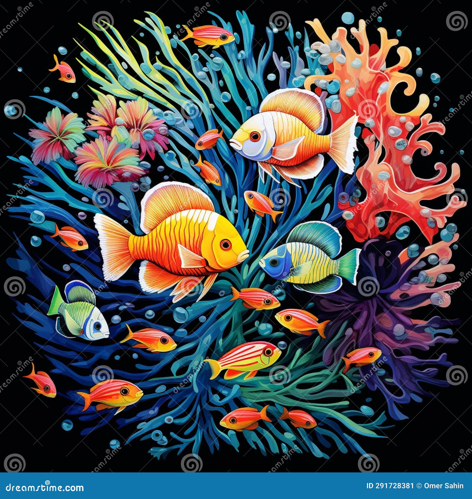 Synchronized Schools: Harmonious Patterns of Shoaling Fish Stock Image ...