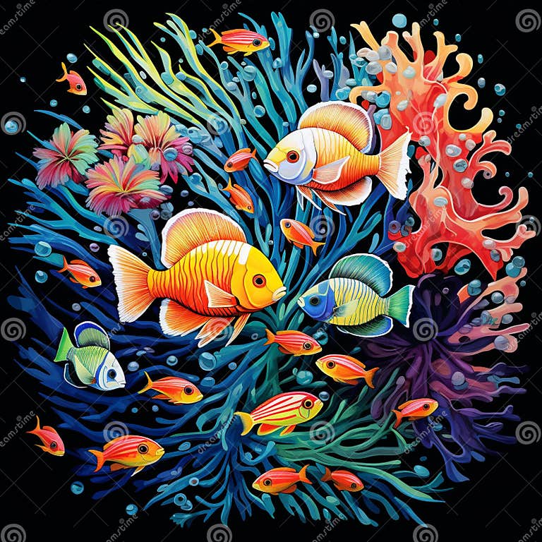 Synchronized Schools: Harmonious Patterns of Shoaling Fish Stock Image ...