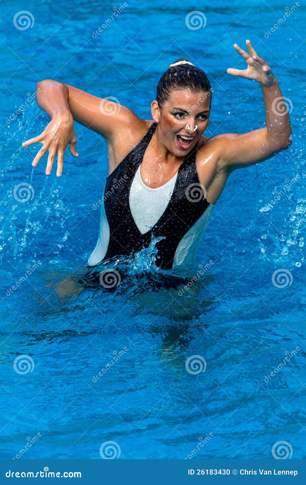 Synchronized Swim Girl Dance Pose Editorial Image - Image of ...