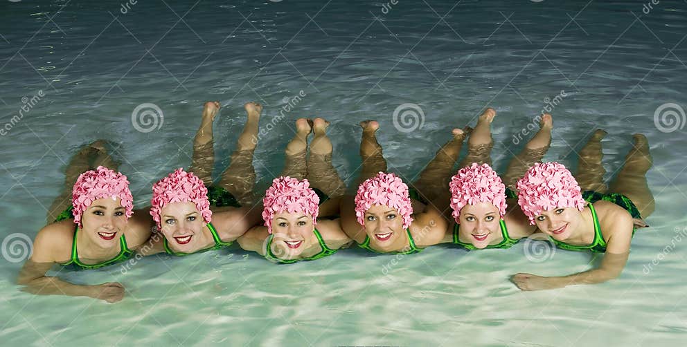 Synchronized swimmers stock photo. Image of female, reflective - 13062050