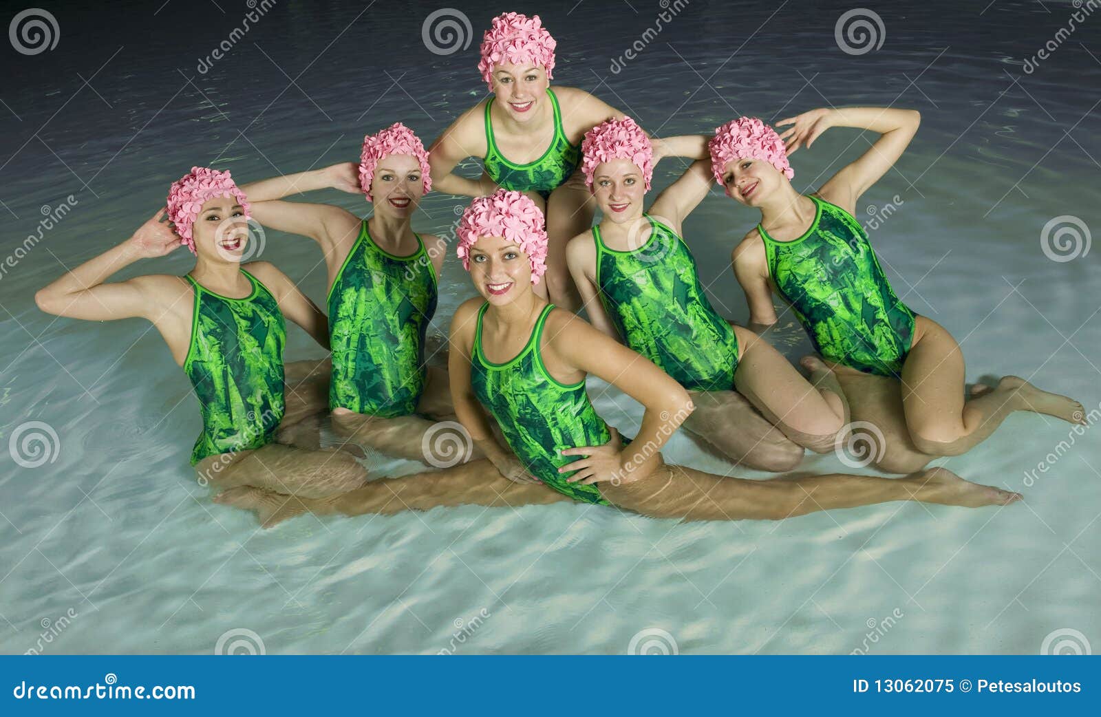 Synchronized swimmers stock image. Image of adults, practice - 13062075