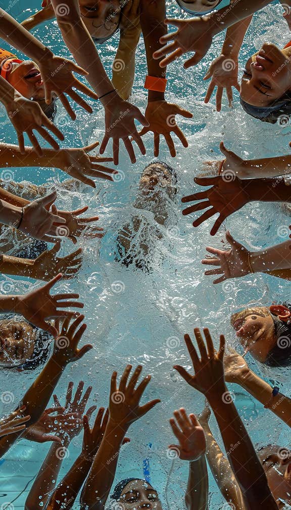 Synchronized Swimmers Hands in Perfect Alignment, Showcasing Olympic ...