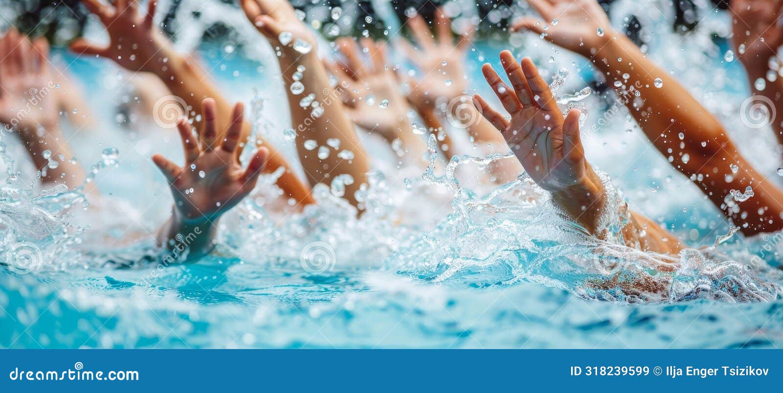 Synchronized Swimmers Perfectly Aligned Hands In Routine Symbolizing ...