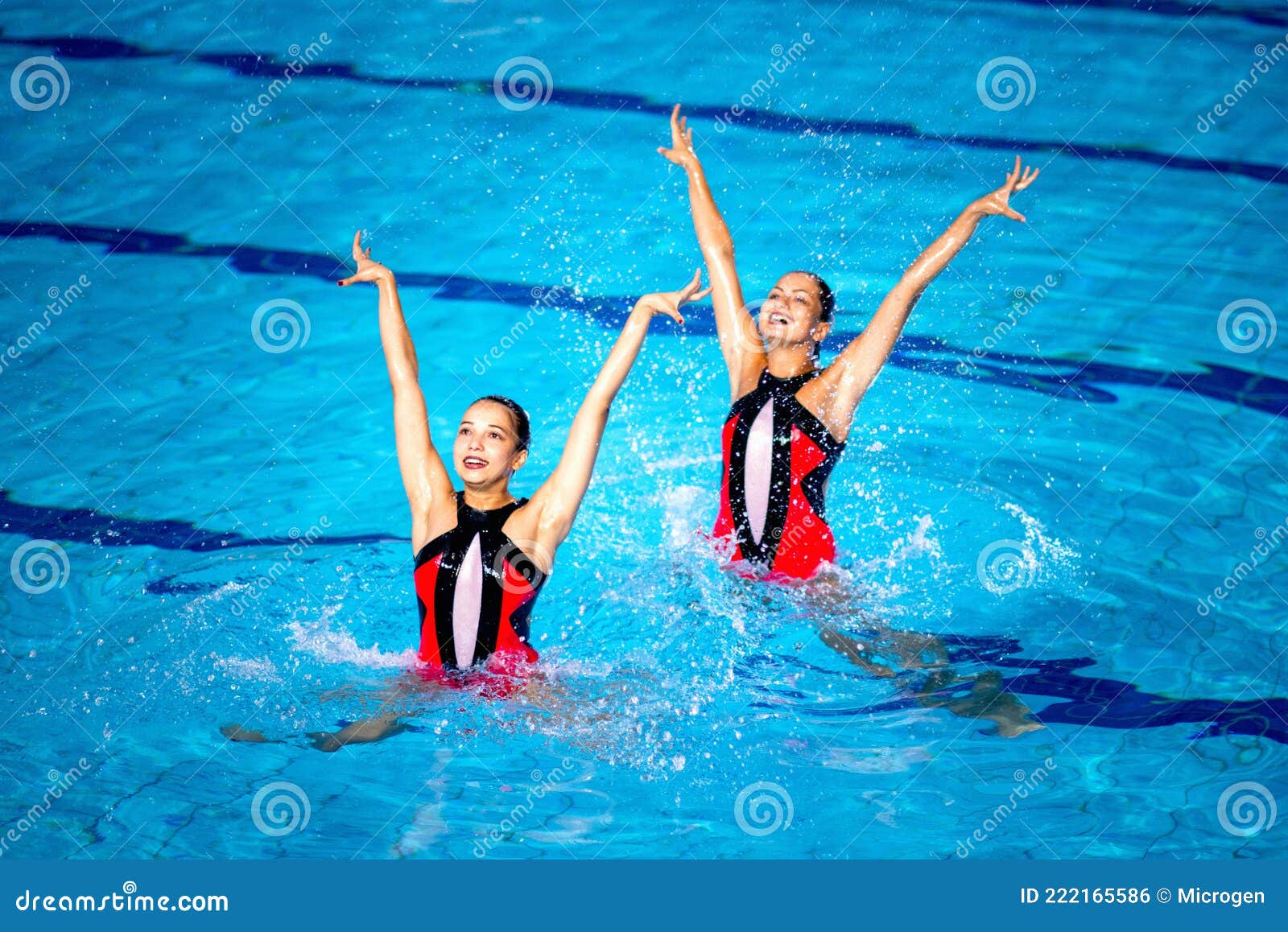 Synchronized Swimmers stock photo. Image of event, indoors - 222165586