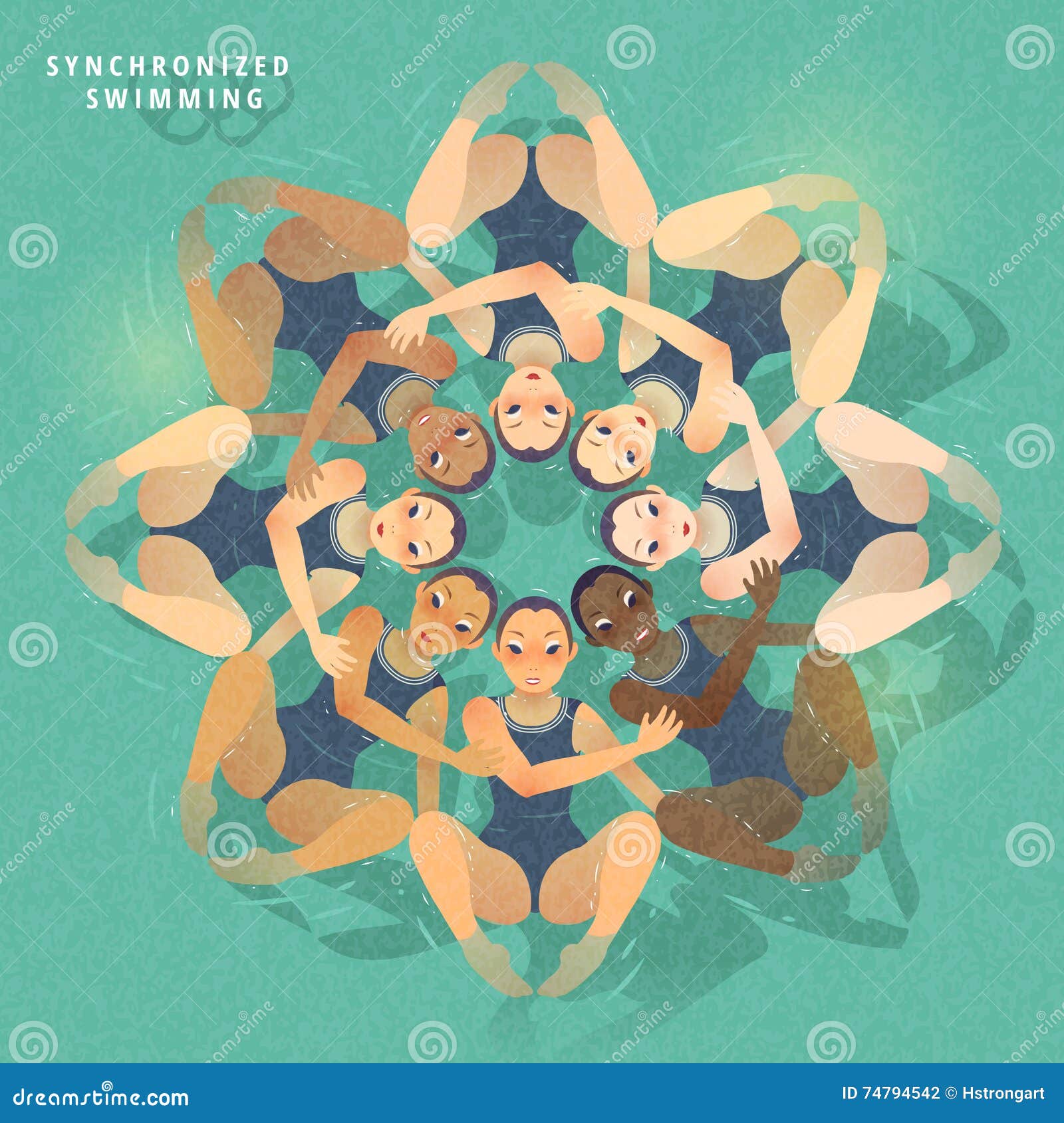 Synchronized Swimming Concept Stock Illustration - Illustration of race ...