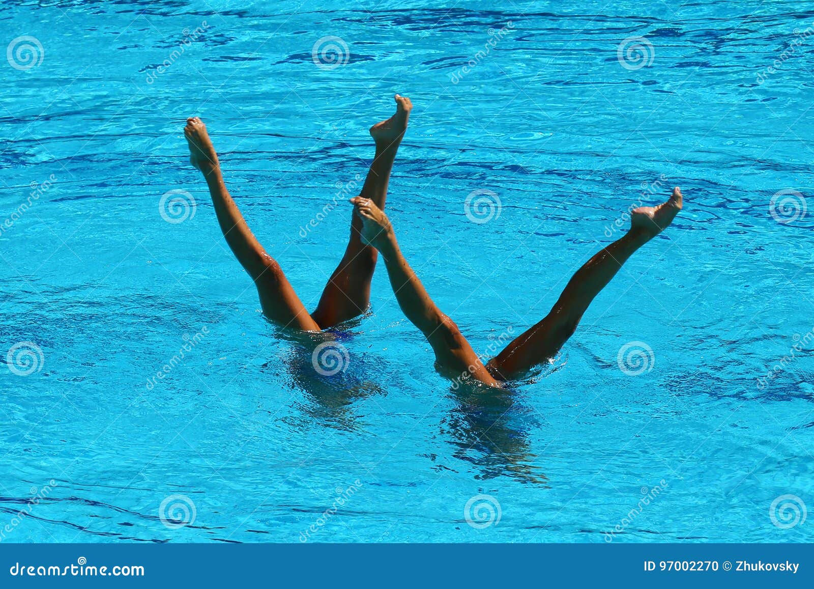 Synchronized Swimming Duet during Competition Editorial Image - Image ...