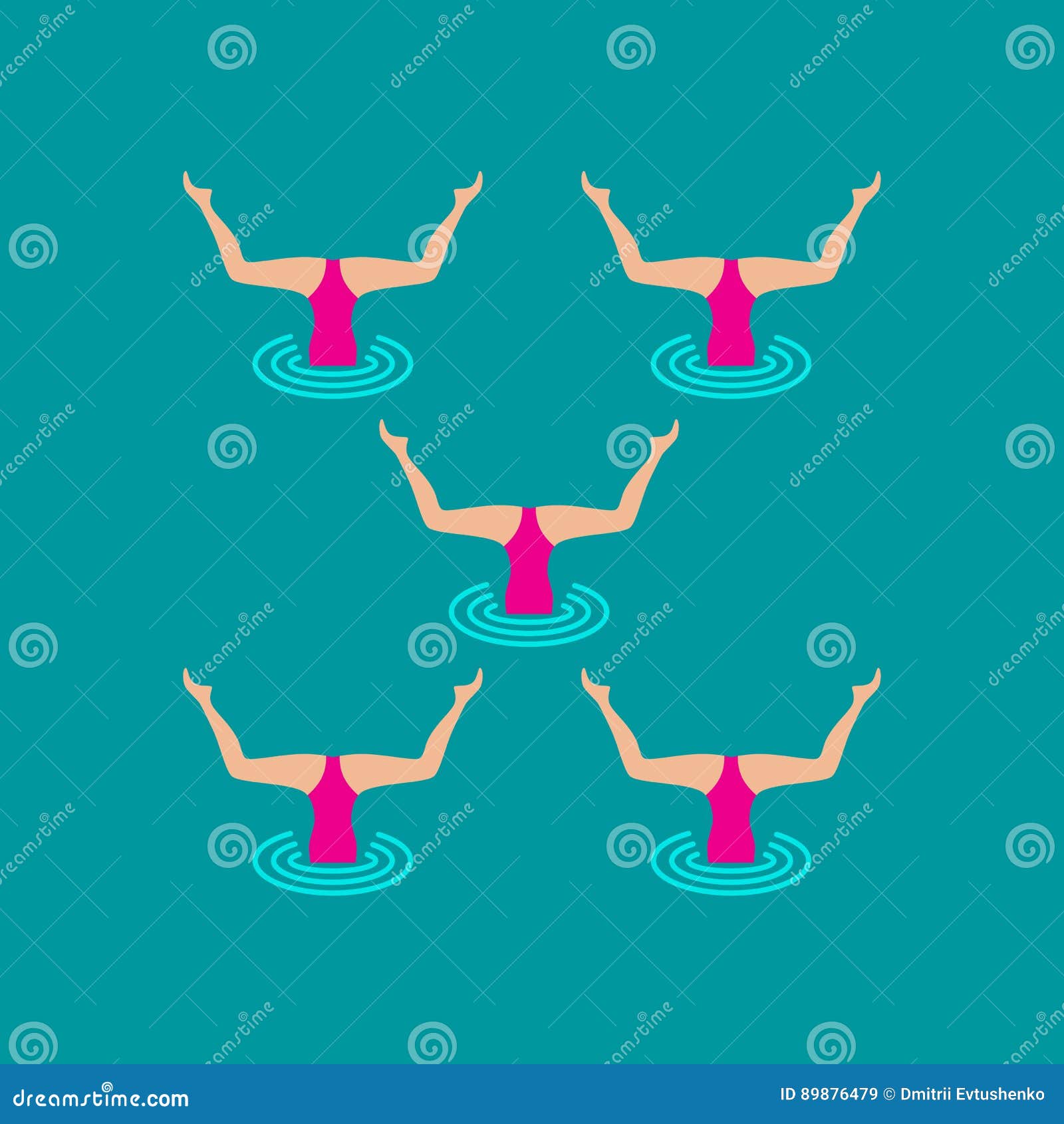 Synchronized Swimming Performance Stock Vector - Illustration of female ...