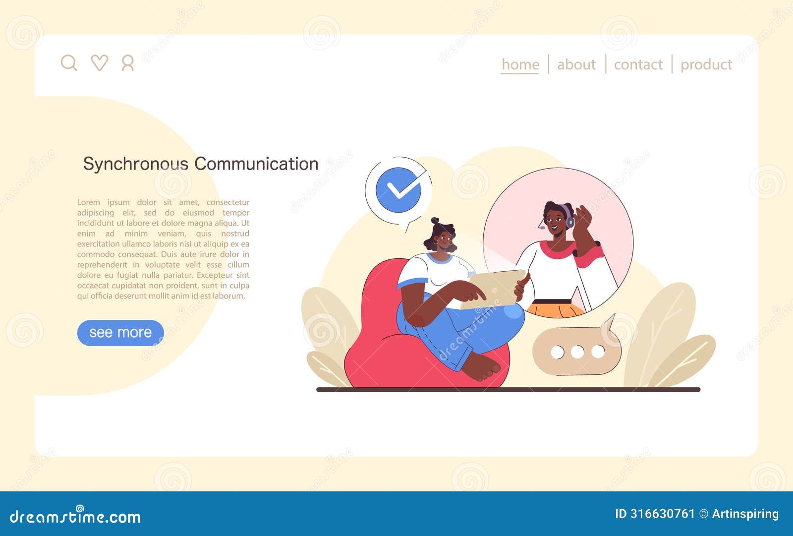 Synchronous Communication Set. Flat Vector Stock Vector - Illustration ...