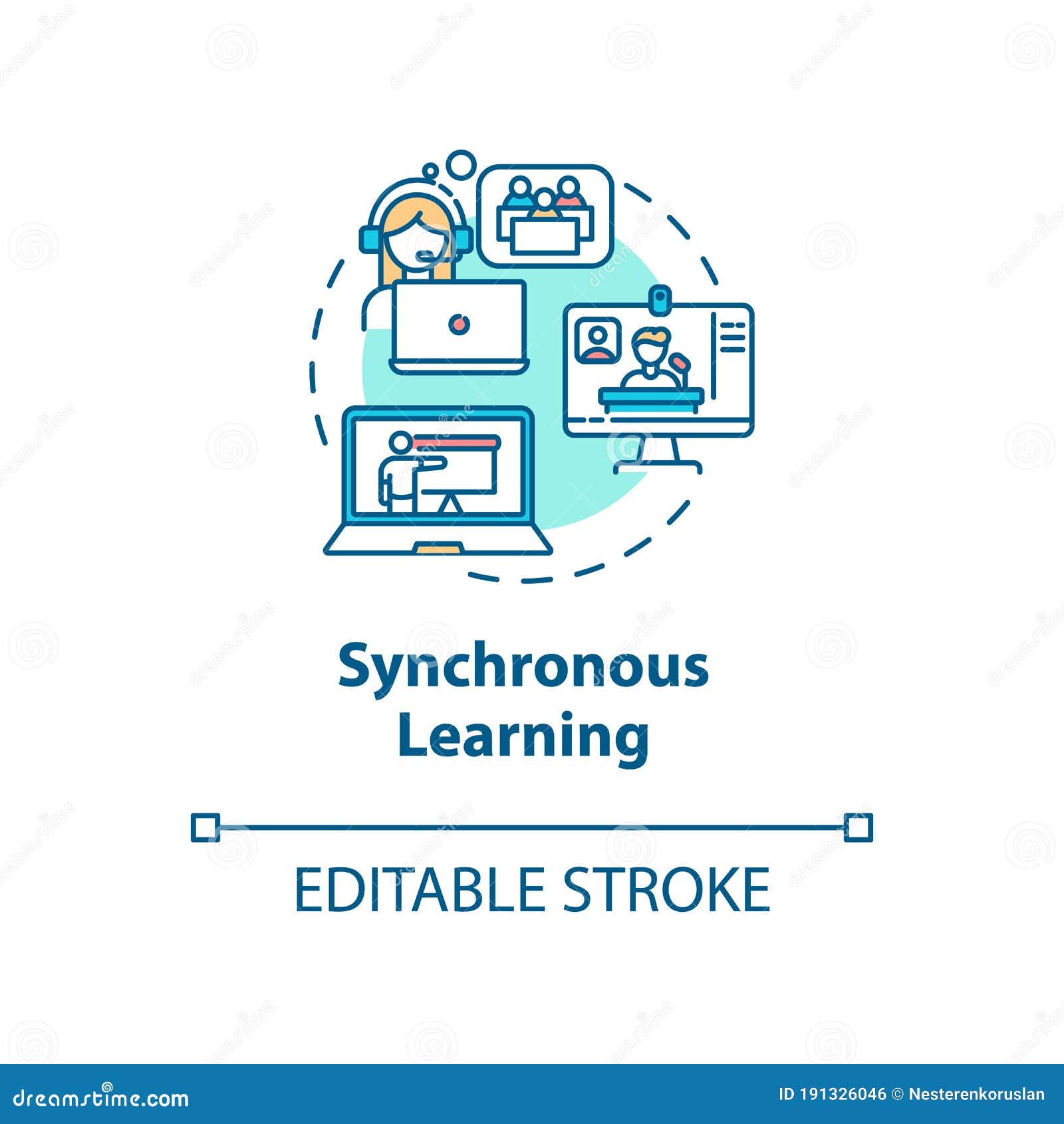Synchronous Learning Concept Icon Stock Vector - Illustration of online ...