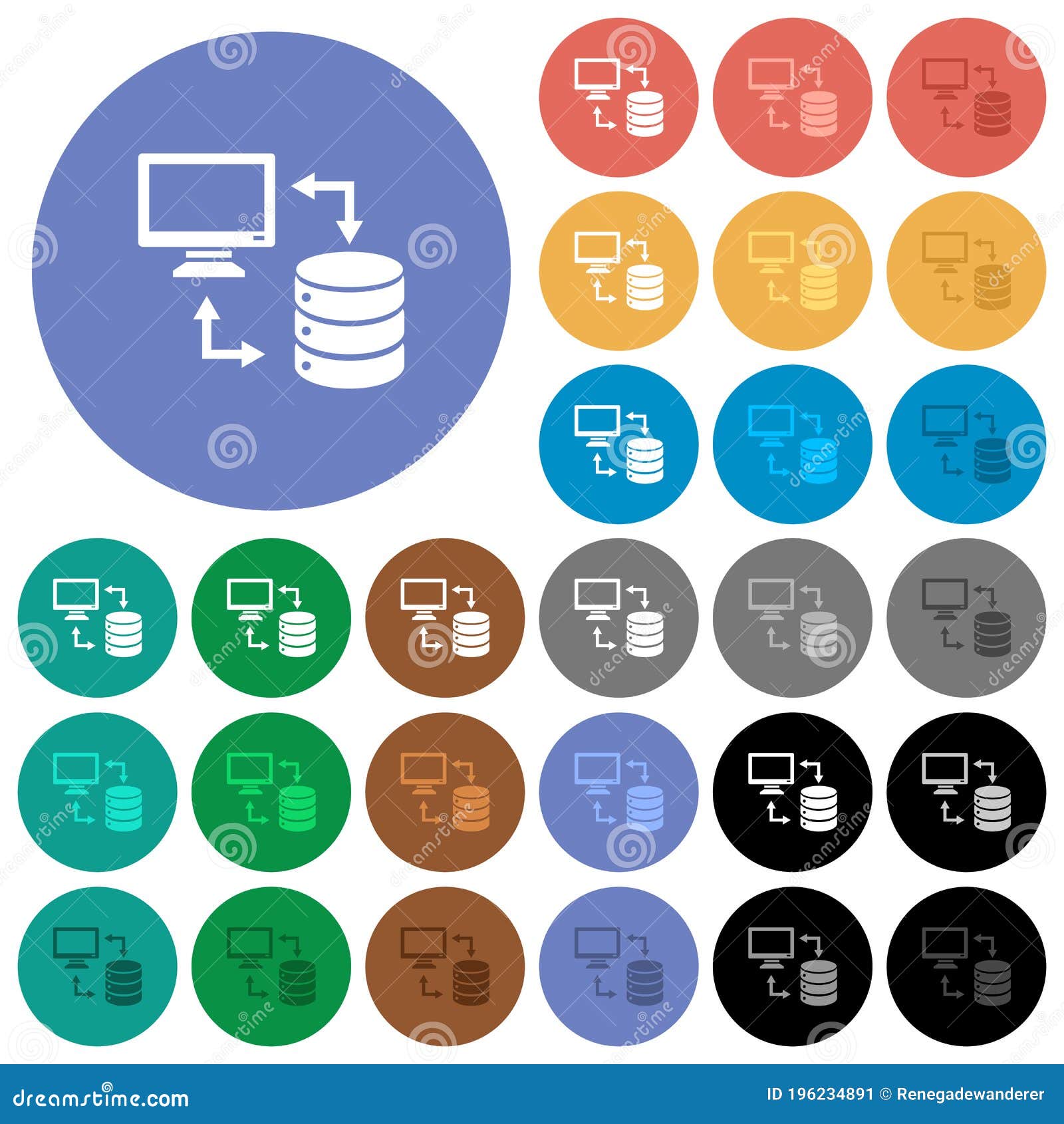 Syncronize Data with Database Round Flat Multi Colored Icons Stock Vector - Illustration of ...