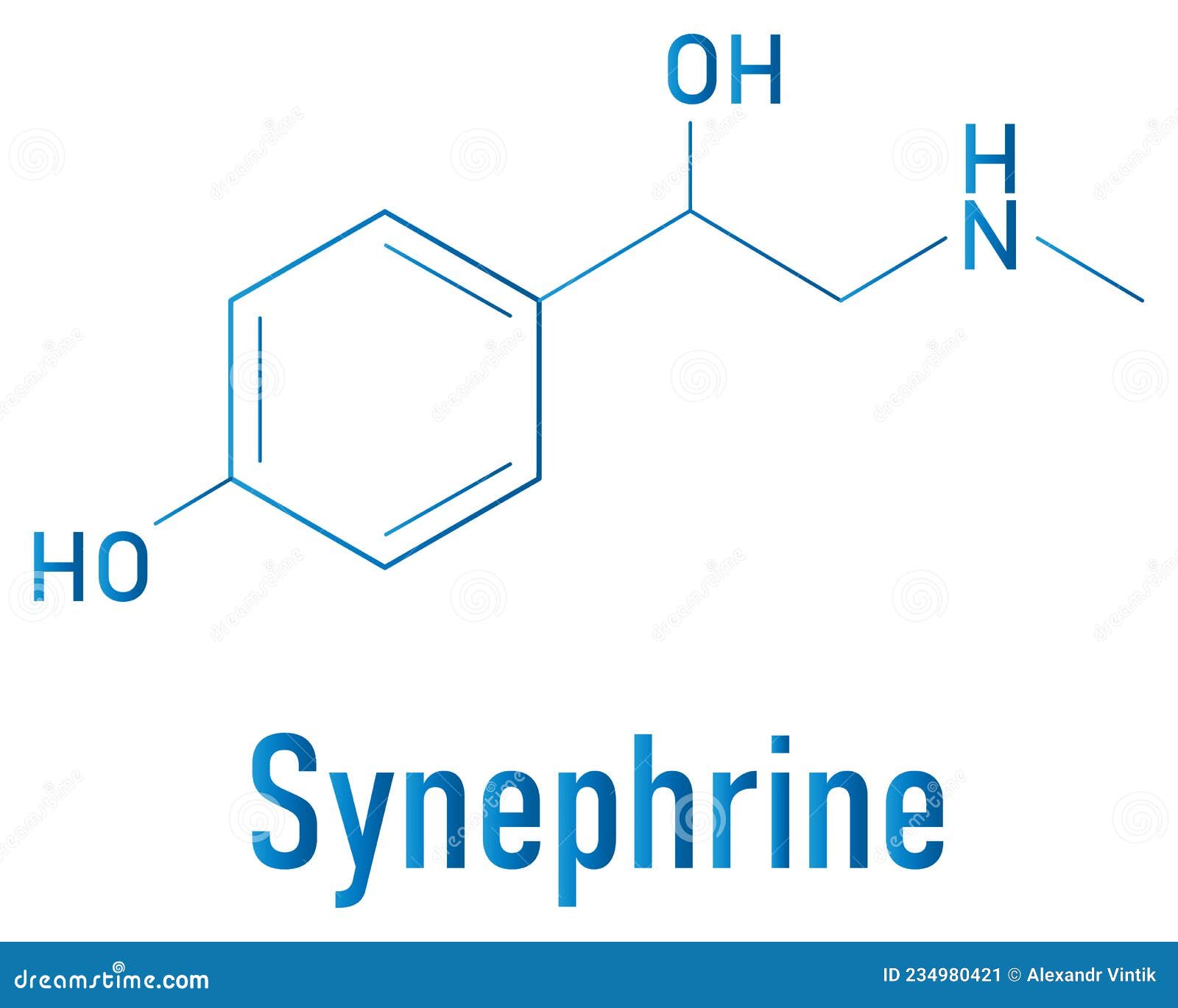 Synephrine Herbal Stimulant Molecule. Stylized 2D Renderings And ...