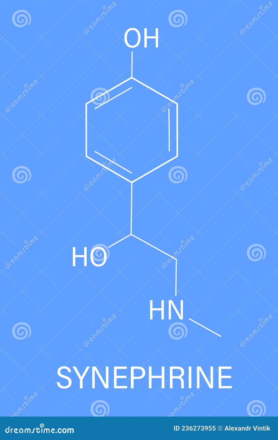 Synephrine Herbal Stimulant Molecule. Stylized 2D Renderings And ...
