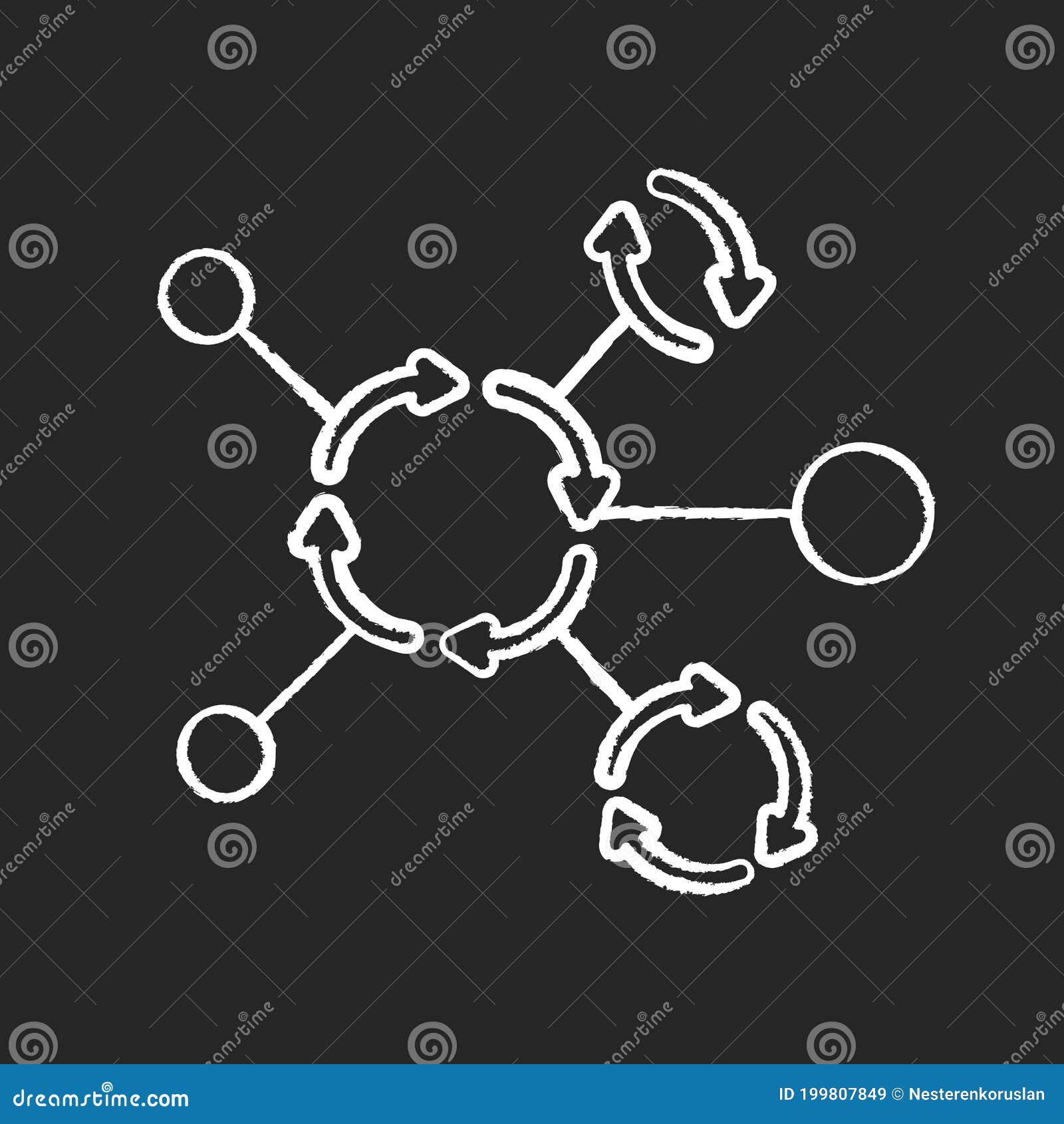 Synergetic Network Chalk White Icon on Black Background Stock Vector ...
