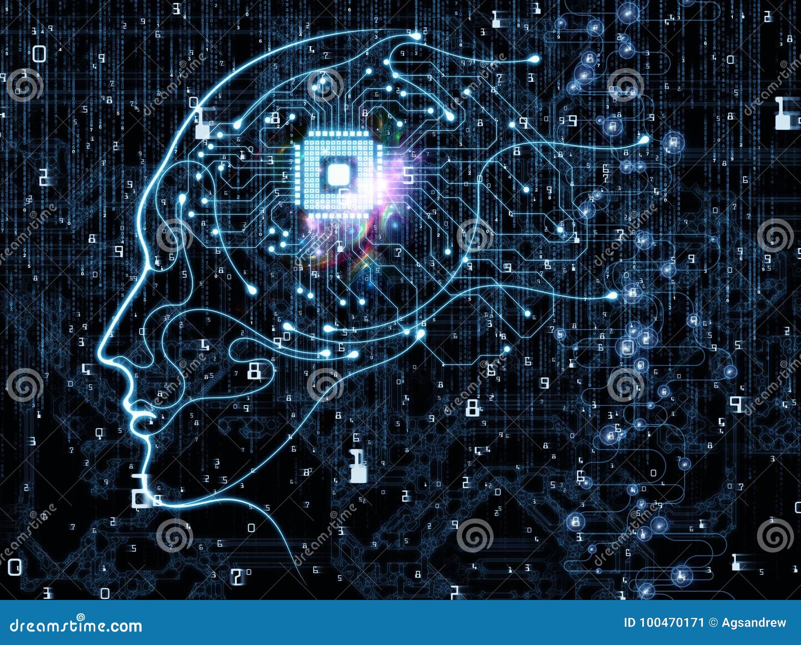 Synergies of Machine Consciousness Stock Illustration - Illustration of ...