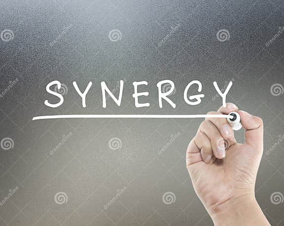 Synergy with hand writing stock image. Image of business - 52722213