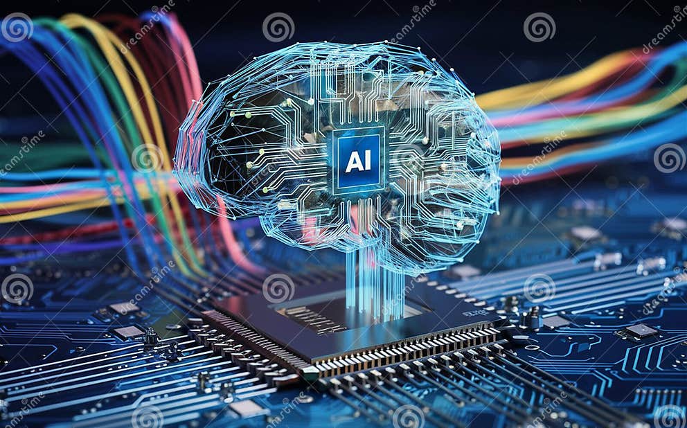 Synergy of Human Intelligence and Advanced Computing - Generated by AI Stock Illustration ...