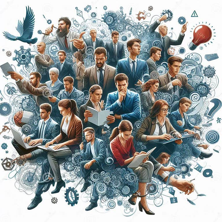 Synergy in Motion: Collaborative Dynamics in the Modern Workplace Stock Illustration ...