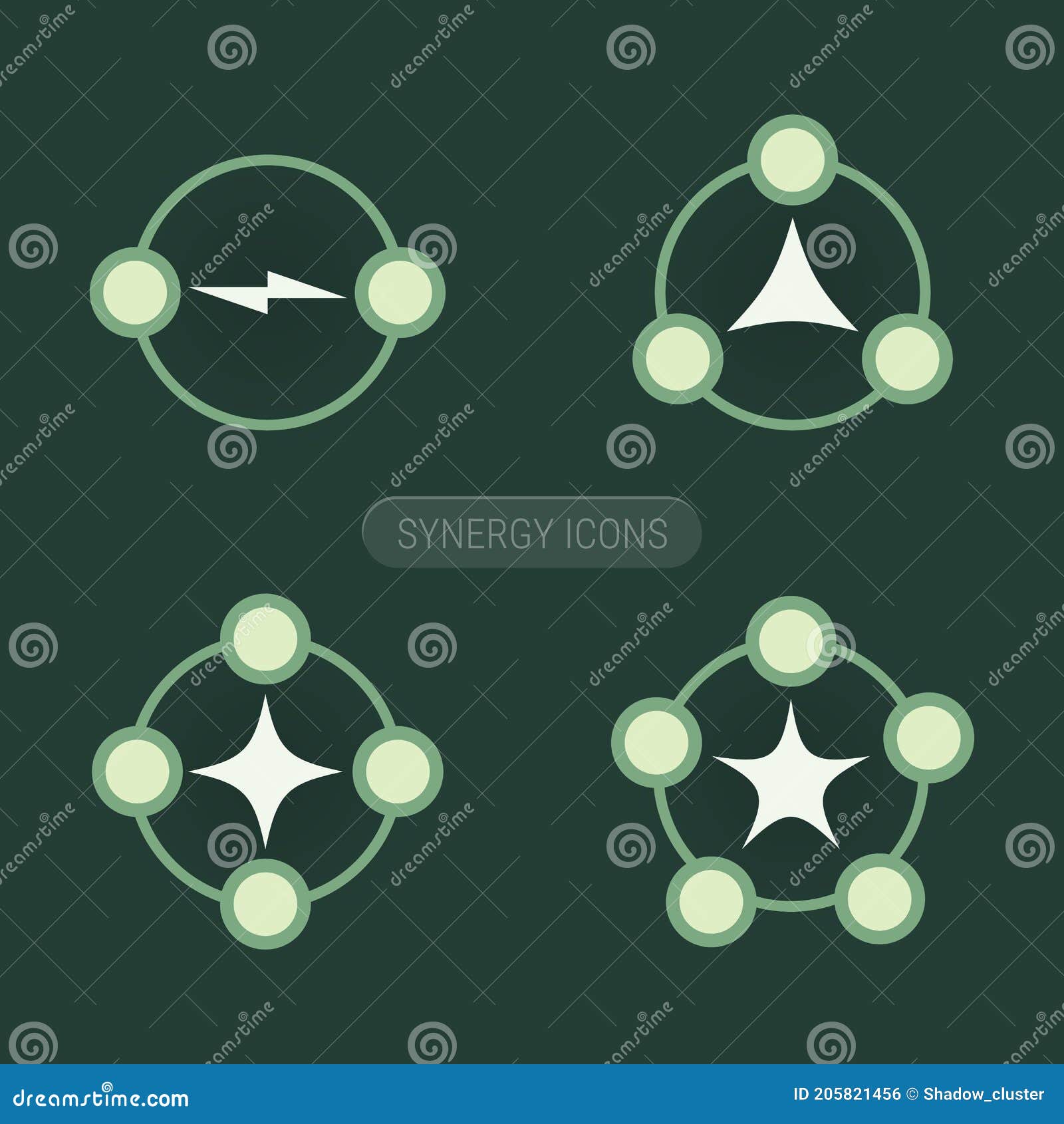 Synergy of Elements Abstract Conceptual Symbol, Vector Icons Set Stock ...