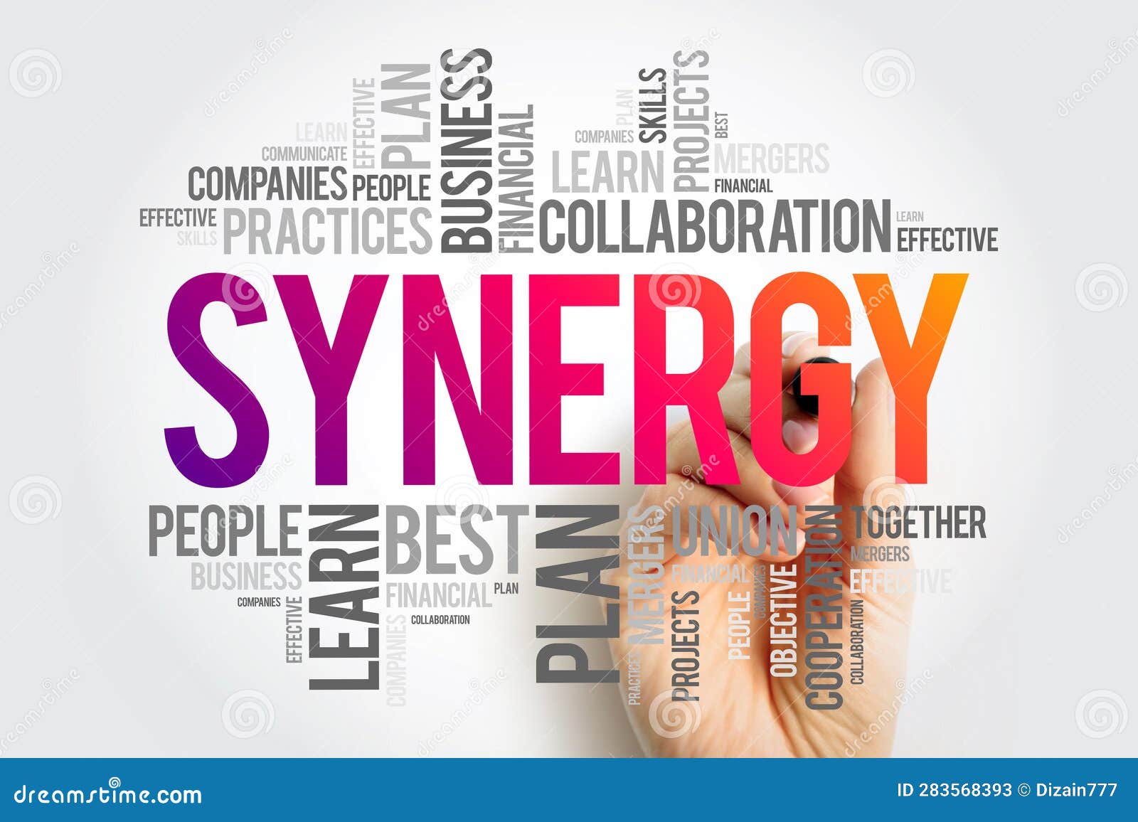 Synergy Word Cloud Collage, Business Concept Background Stock ...