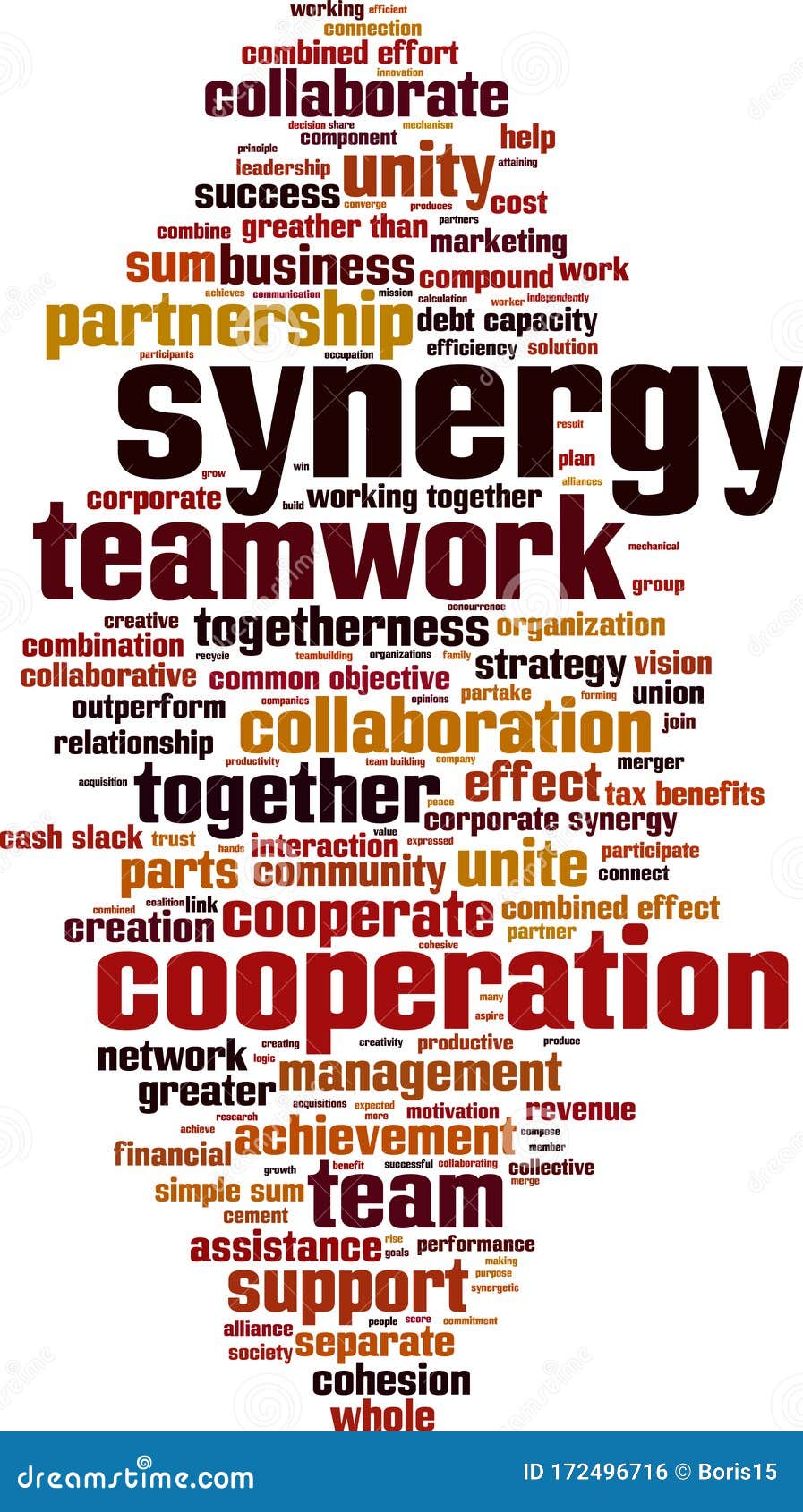 Synergy word cloud stock vector. Illustration of cohesion - 172496716
