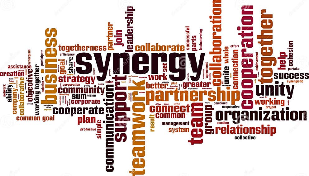Synergy word cloud stock vector. Illustration of cooperation - 235095625