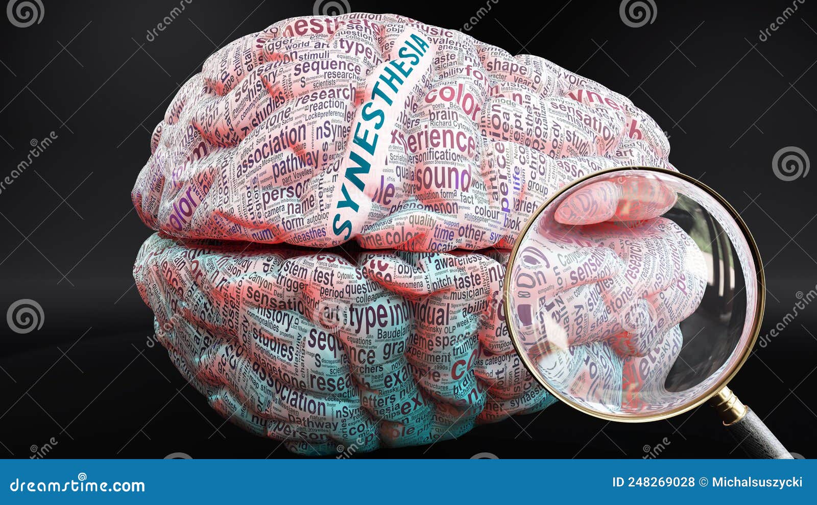 Synesthesia in human brain stock illustration. Illustration of ideas ...