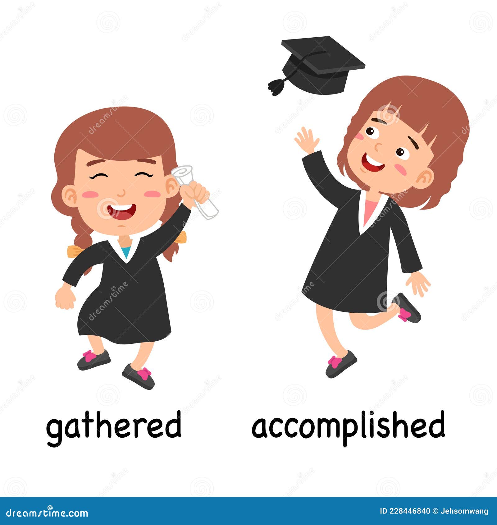 Synonyms Gathered and Accomplished Stock Vector - Illustration of ...