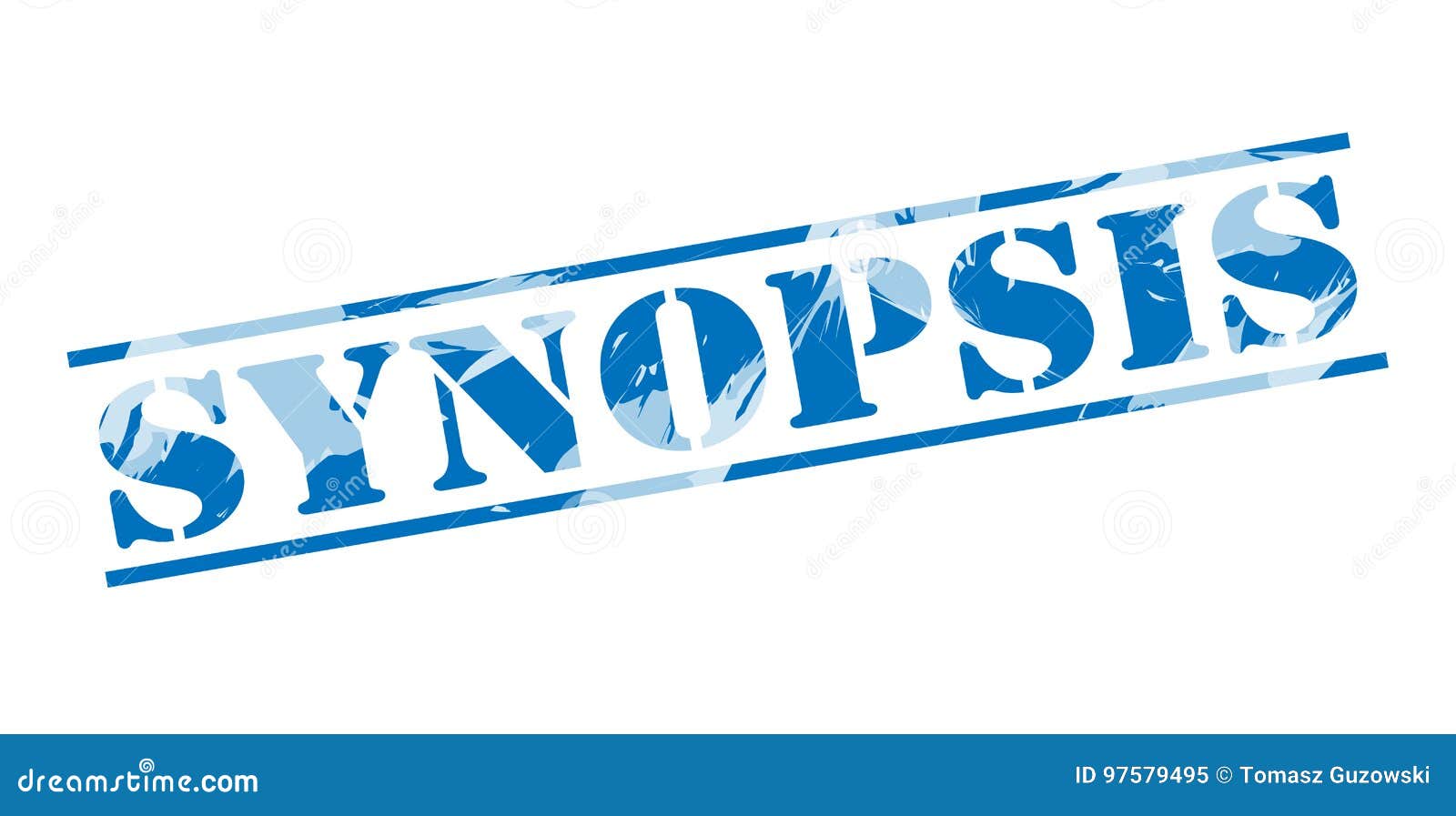 Synopsis blue stamp stock illustration. Illustration of stamp - 97579495