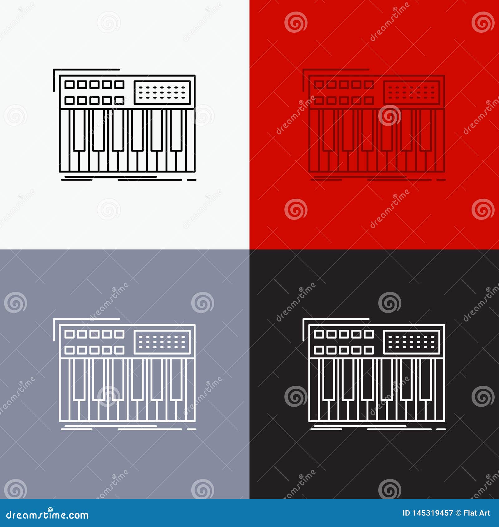 Synth, Keyboard, Midi, Synthesiser, Synthesizer Icon Over Various ...