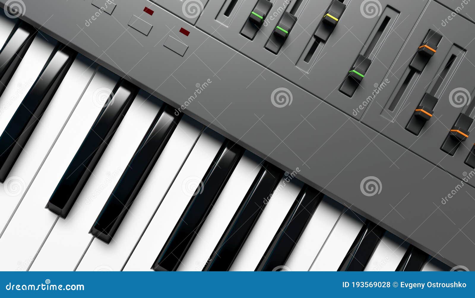 Synthesizer on Black Background Close Up Stock Illustration ...