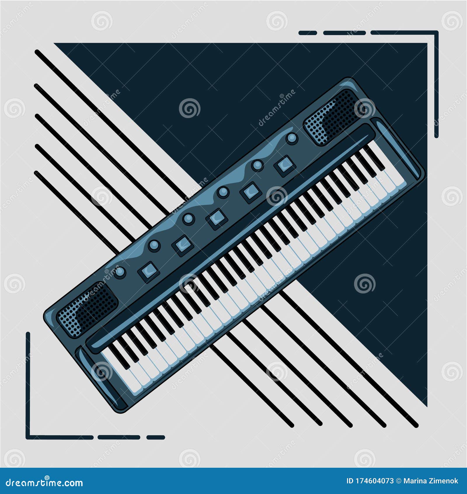 Synthesizer Flat Icon and Keys, Close Up Stock Vector - Illustration of ...