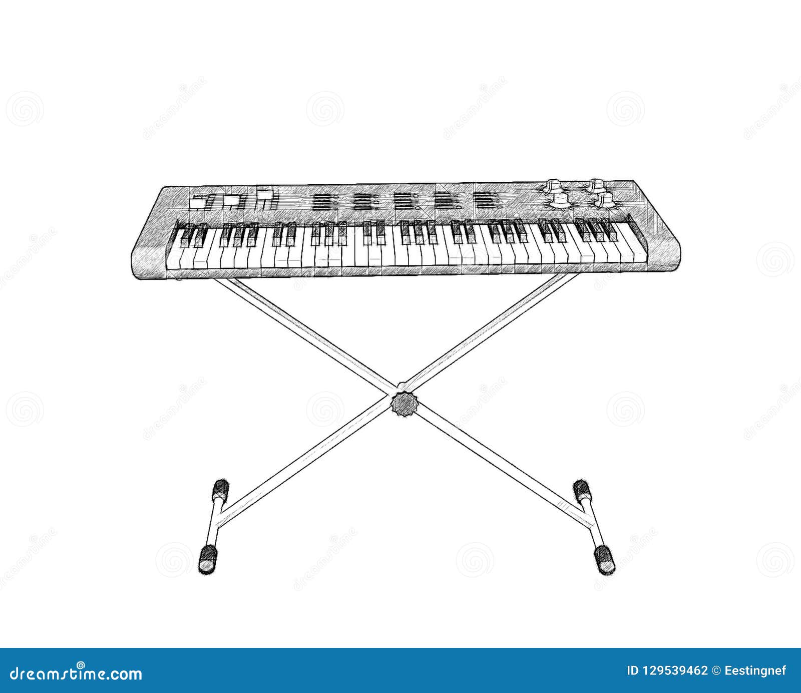 Synthesizer. Isolated on White Background. Sketch Illustration. Stock ...